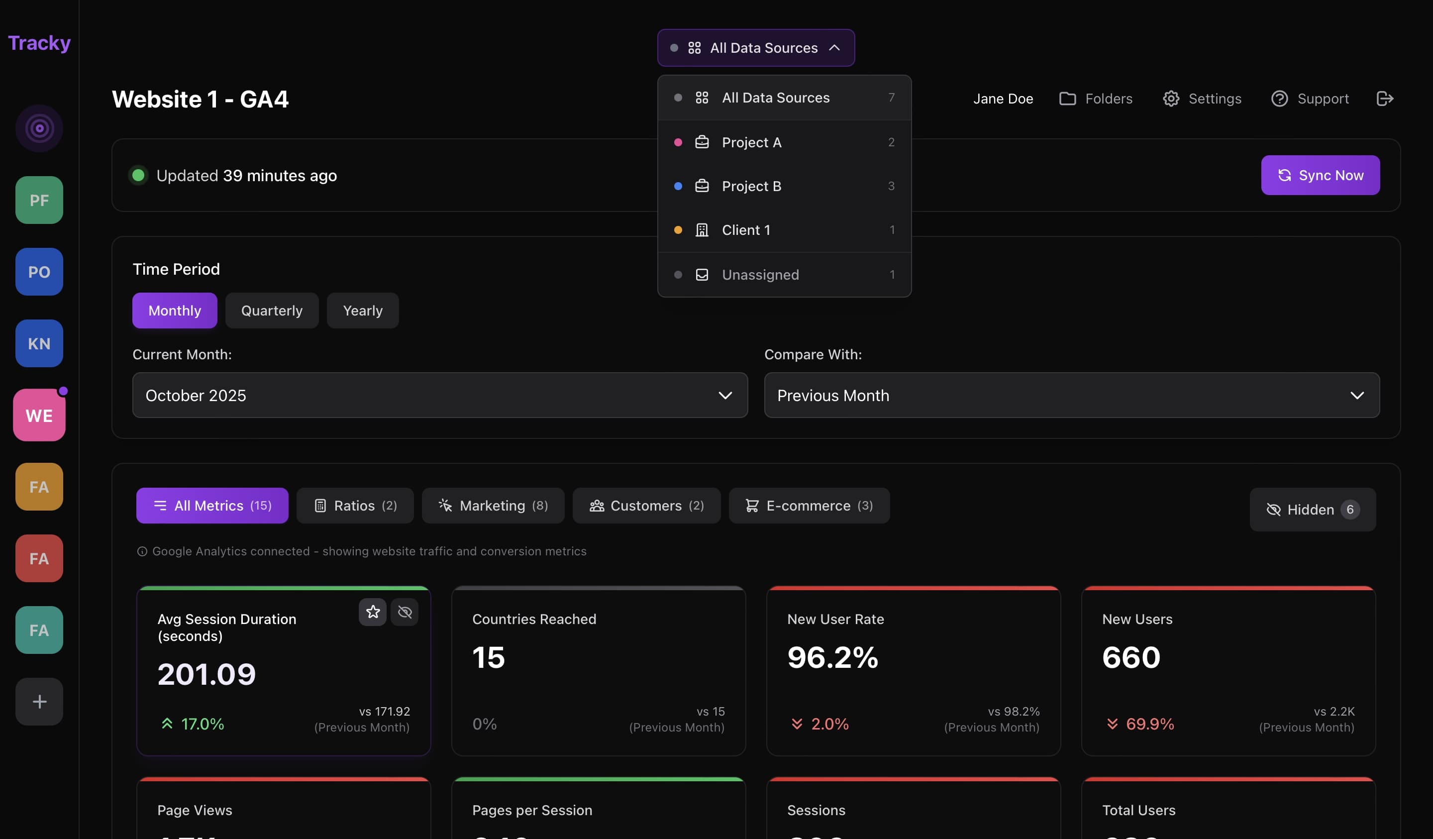 Tracky - One dashboard for all your data sources